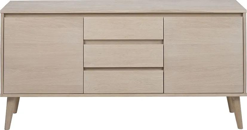 Design Scandinavia Kombinovaná skříň, 150 cm, 3x zásuvka, dubová dýha, skandinávský styl Barva: dub