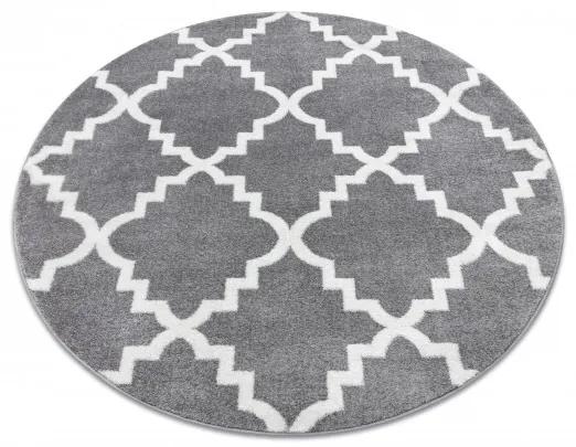 Kulatý koberec SKETCH KEVIN šedý  / bílý trellis