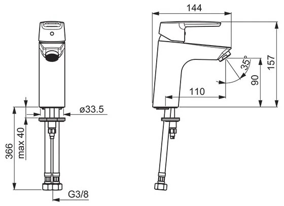 Hansa Umyvadlová stojánková páková baterie HANSAPOLO XL bez výpusti 51522293