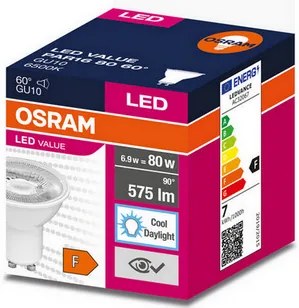 LED žárovka GU10 PAR16 OSRAM 6,9W (80W) studená bílá (6500K) reflektor 60°