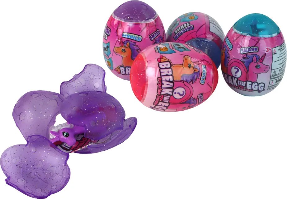 LEAN Toys Praskající třpytivé vajíčko s jednorožcem, 12 ks