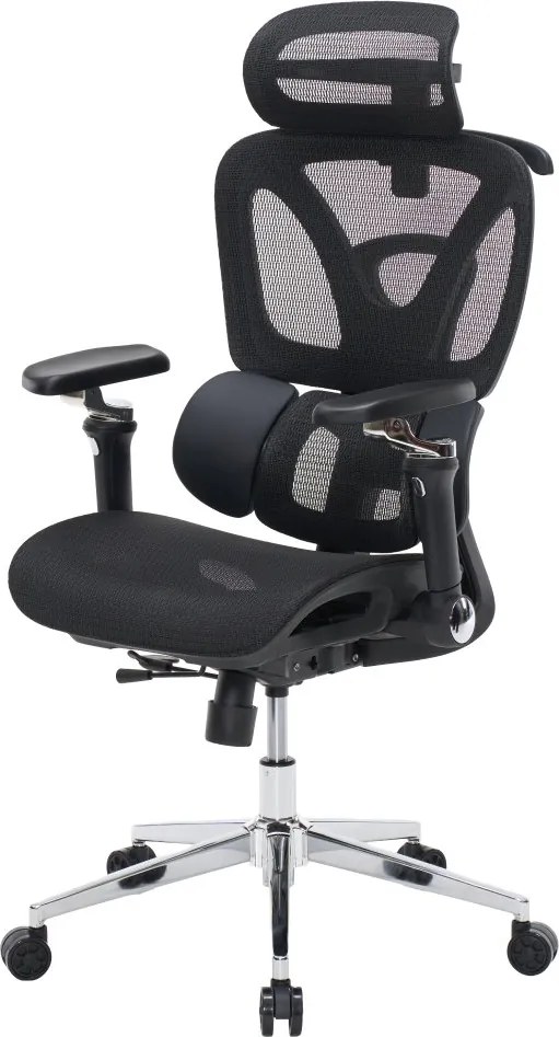 Kancelářská ergonomická židle PORTE II — síťovina, černá