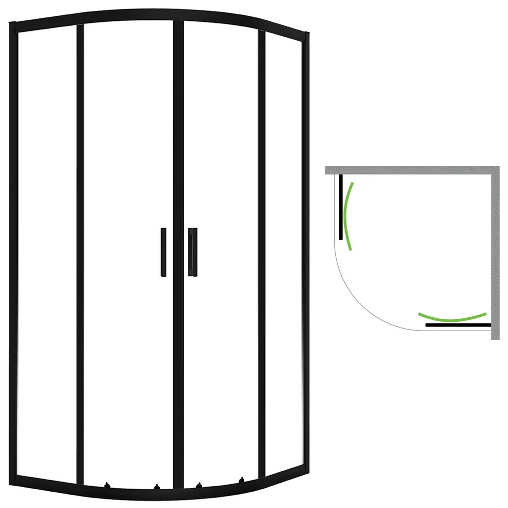 Laveo Čtvrtkruhový sprchový kout Desna 90x90 cm - JKD_796Z, černá