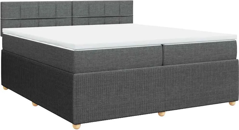 Box spring postel s matrací tmavě šedá 200x200 cm textil 3289864