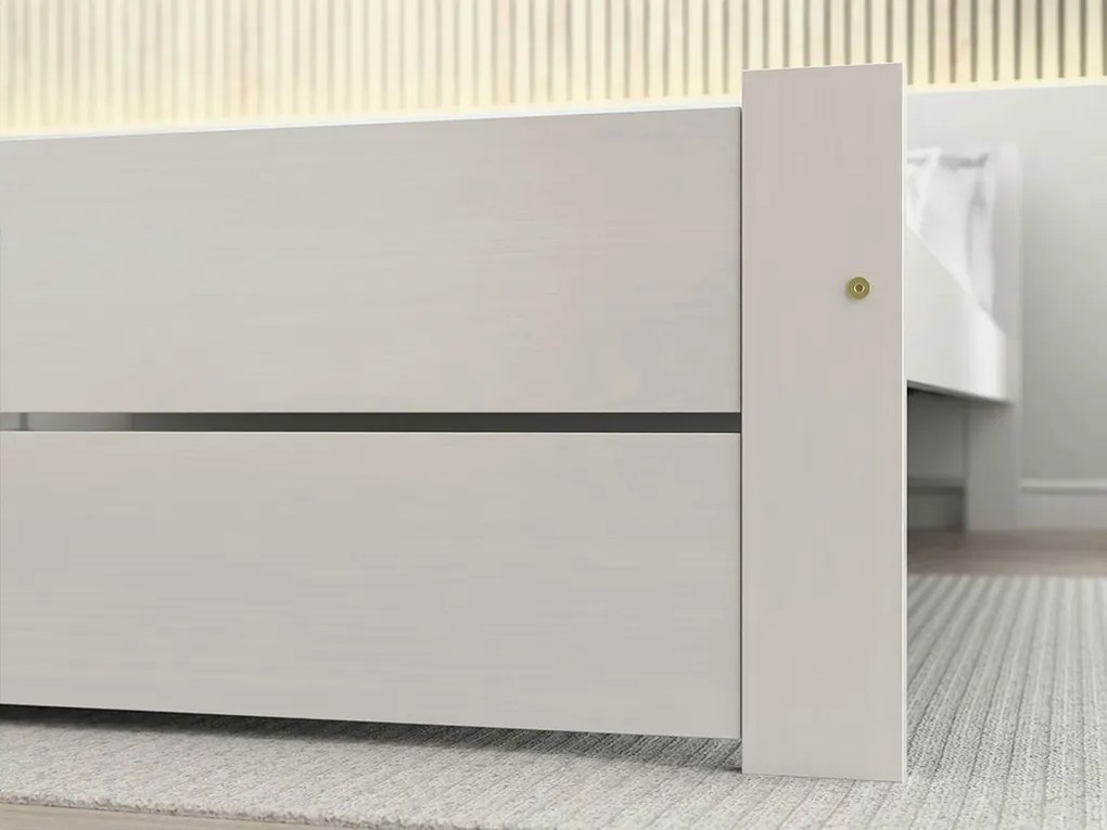 Postel IKAROS DOUBLE 160 x 200 cm, bílá Matrace: Bez matrace, Rošt: S laťkovým roštem