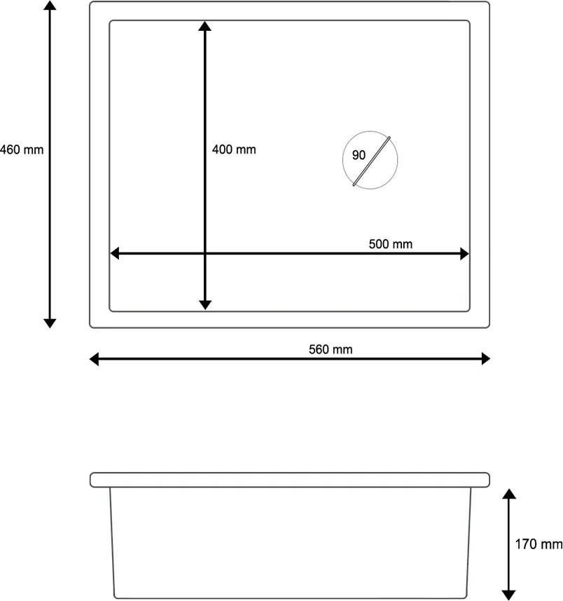 Gamma Decor 5040, 1-komorový granitový dřez 560x460x180 mm, bílá, GMA-ZLE000082