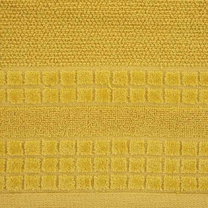 Hořčičný ručník CUBA se zvýrazněným károvaným okrajem 50x90 cm Rozměr: 50 x 90 cm