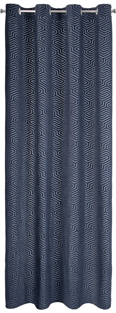 ZÁVĚS NA KROUŽCÍCH PIERRE CARDIN INGA 140X250 CM TMAVĚMODRÁ