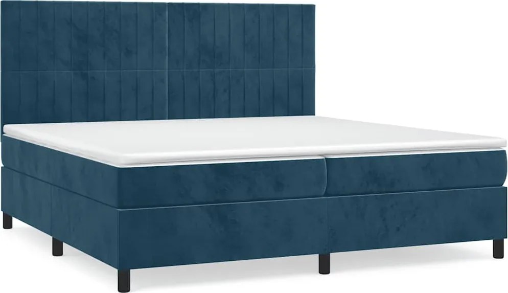 Box spring postel s matrací tmavě modrá 200x200 cm samet 3143167