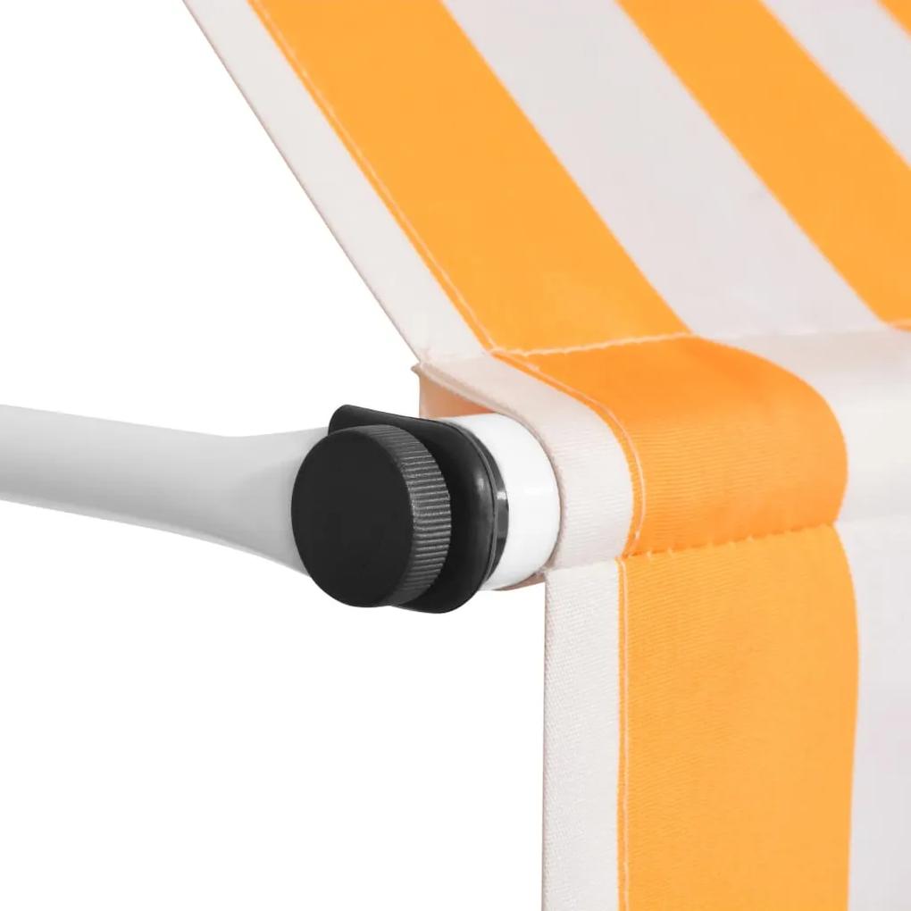 Ručně zatahovací markýza 400 cm oranžovo-bílé pruhy,  43236