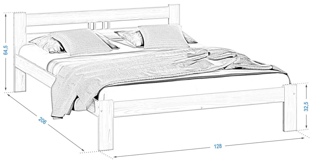 Postel z masivu 120x200 ESM1 borovice s roštem