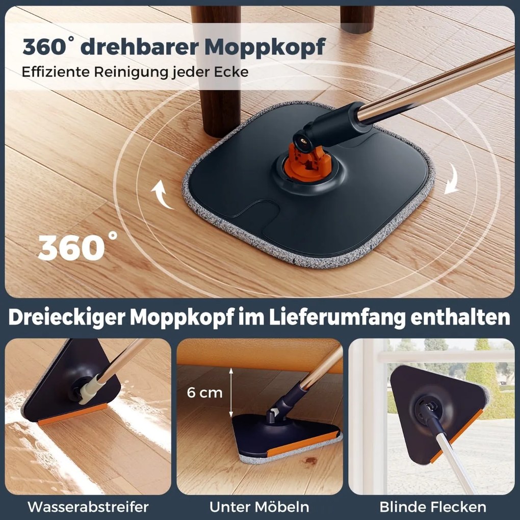 Costway 4 L systém mopu a kbelíku se ždímačem a 360° otočnou hlavou plochý mop