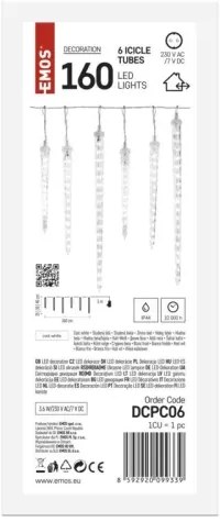 LED vánoční girlanda EMOS DCPC06 6x rampouch 2m 230V studená bílá