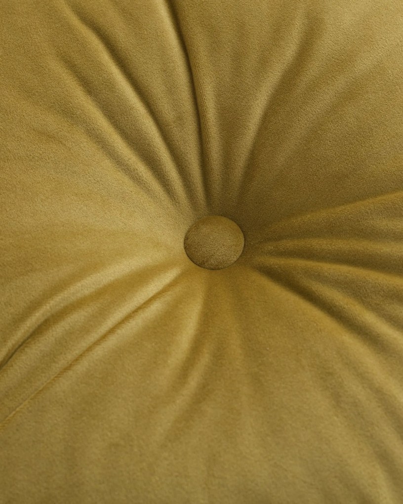 Sametový polštář Velvet s knoflíkem barva zelená látka lesklé, sametová