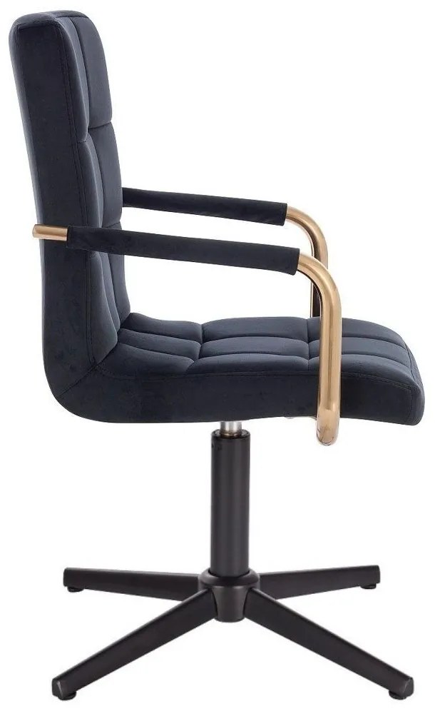LuxuryForm DESIGN Otočná židle VERONA GOLD VELUR na černém kříži - černá