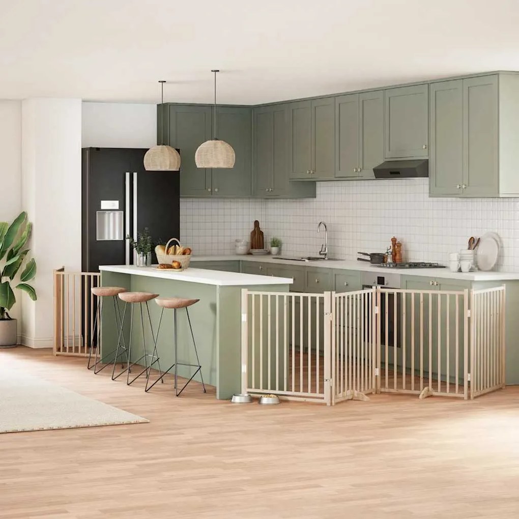 Zábrana pro psy s dvířky skládací 12 panelů 960 cm topol 3155728
