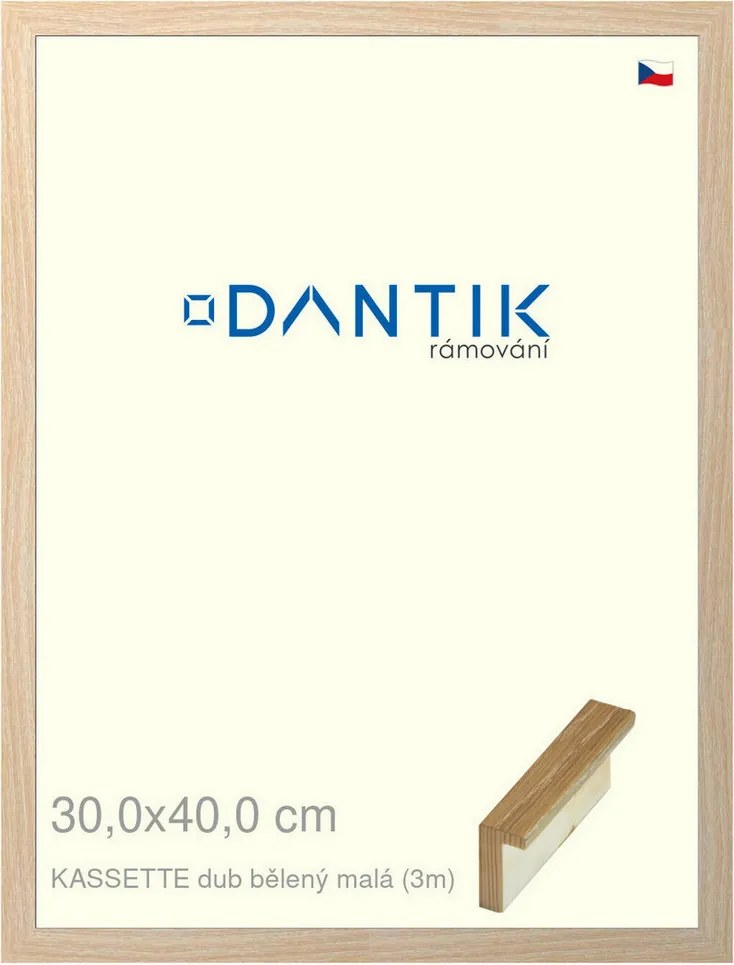 DANTIK rámeček 30x40 | KASSETTE dub bělený malá (Plexi Čiré)