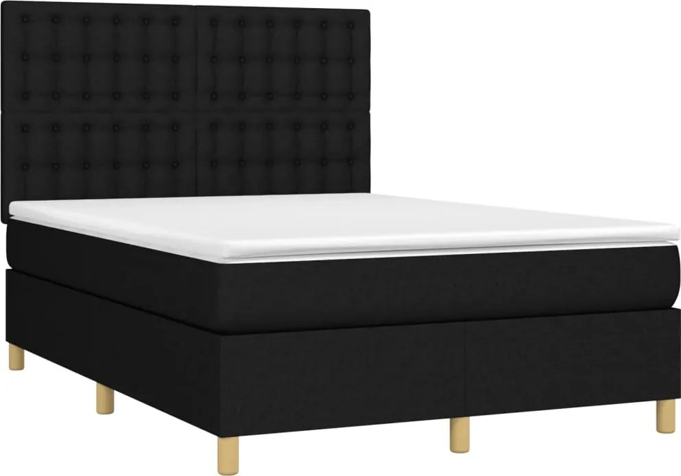 Box spring postel s matrací černá 140x200 cm textil 3142659