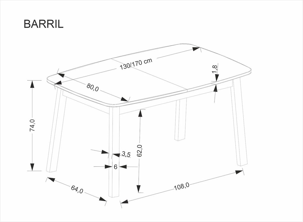 Rozkládací jídelní stůl Barril 130/170 cm dub artisan/černý