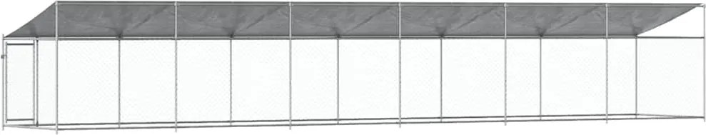 Klec pro psy se střechou a dvířky šedá 12x2x2m pozinkovaná ocel 3209572