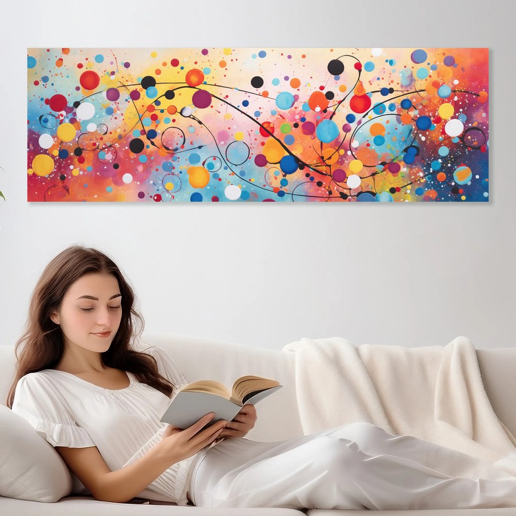 Obraz na plátně - Tečkovaná realita, Abstrakce FeelHappy.cz Velikost obrazu: 240 x 80 cm