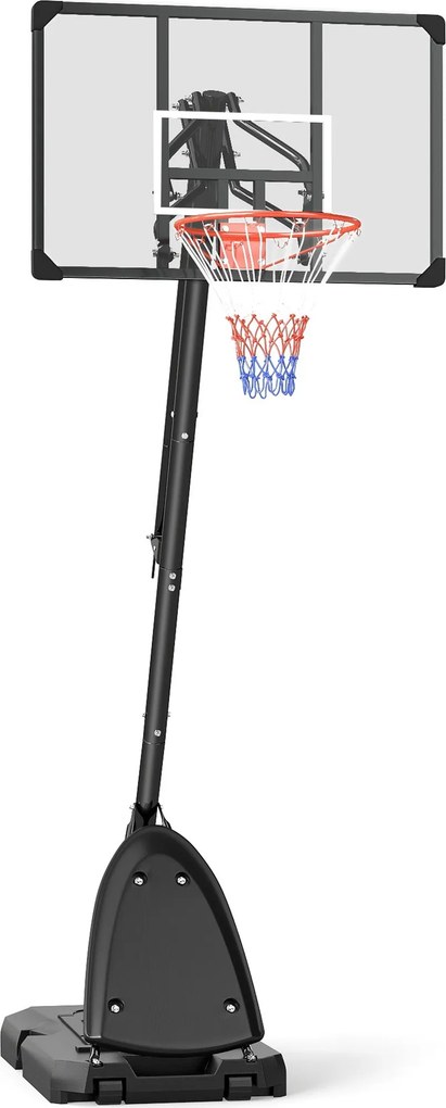 SPORTNOW Basketbalový koš Venku s Kolečky 107x70cm, Mobilní Basketbalový Koš s Podstavcem, Nastavitelná Výška Koše 236-293 cm, Basketbalový Systém pro