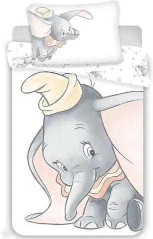 Jerry Fabrics Dětské bavlněné povlečení do postýlky Dumbo grey baby, 100 x 135 cm, 40 x 60 cm