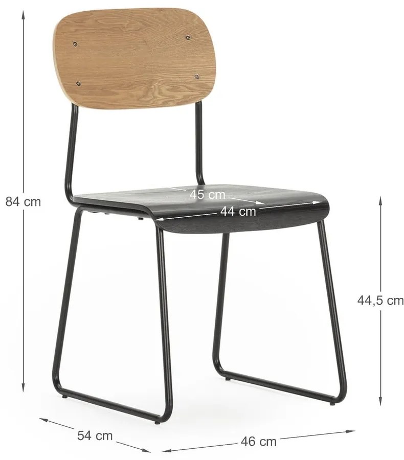 Jídelní židle v dekoru jasanu v černo-přírodní barvě v sadě 2 ks Aira – Marckeric