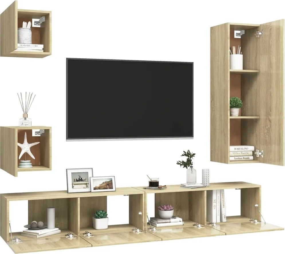 5dílný set TV skříněk dub sonoma kompozitní dřevo 3079012
