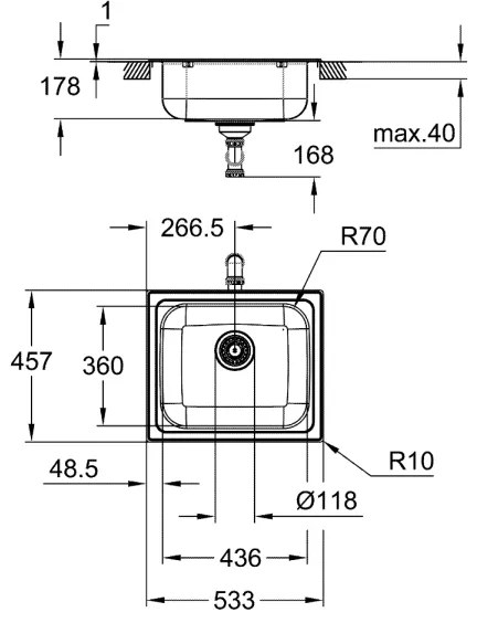 GROHE 31719SD0 - Kuchyňský dřez K200 533 × 457 mm nerez
