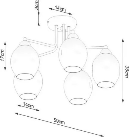 Lustr SOLLUX FILLAN 5 černý E27 5x60W bez žárovky SL.1145