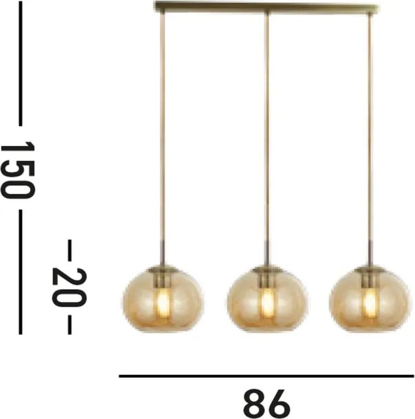 Searchlight 1623-3AM Trojité závěsné svítidlo BALLS JANTAR