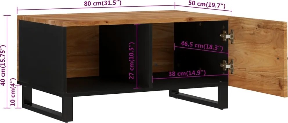 vidaXL Konferenční stolek 80 x 50 x 40 cm masivní mangovník a kompozit [350633] Barva: Světlé dřevo