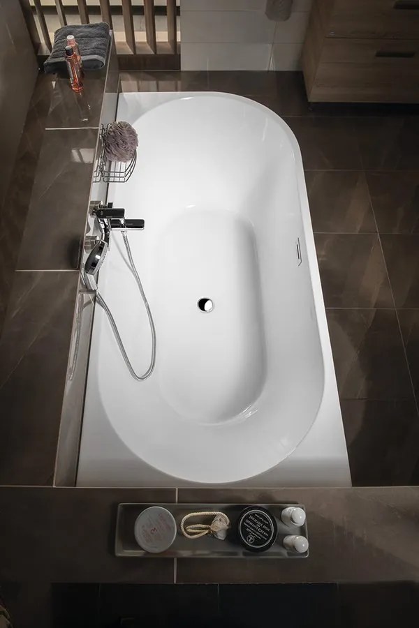 Aqualine Aqualine, TIBERA L rohová stojící vana 170x80cm, bílá, E1026