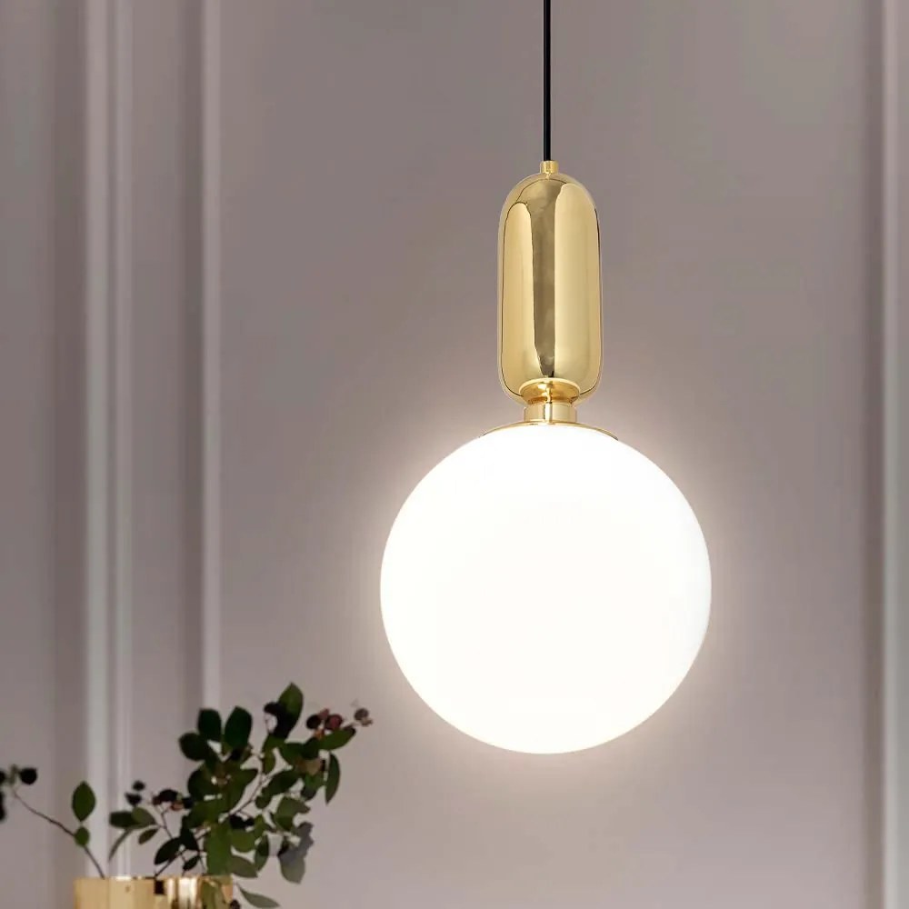Toolight, Kovová stropní lampa skleněná APP474-1CP, zlatá, OSW-00606