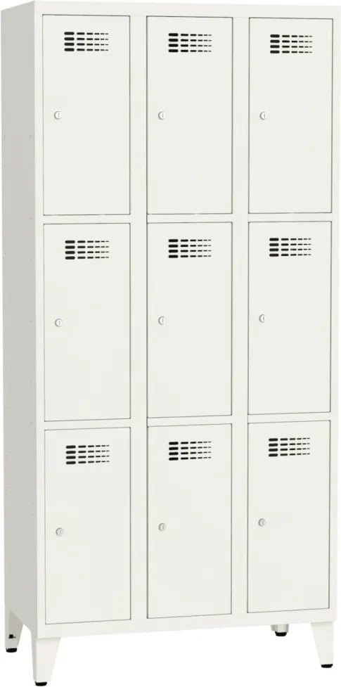 MALOW Šatní skříň dělená Sus 333 W šířka 900 mm [světle šedá, světle šedá, cylindrický zámek]