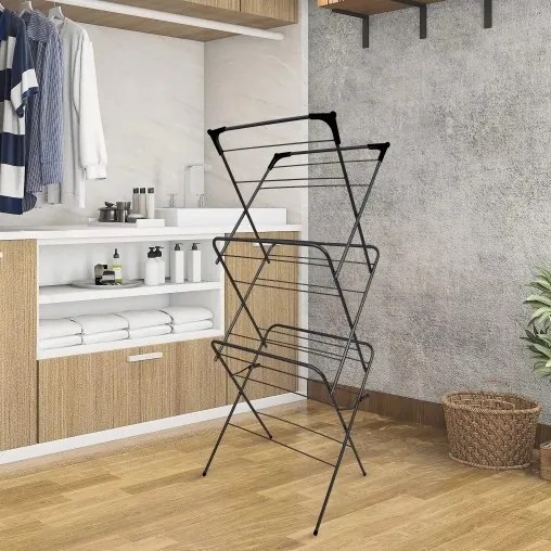 Erga Model 151 Black, sušák prádla 59,5x52,2x130,5 cm, černá, ERG-SEP-10SUSST151BLA