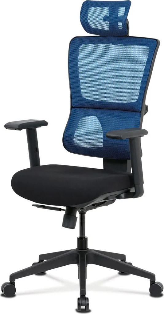 Autronic Kancelářská židle, černá látka+modrá síťovina, synchronní mech., plastový kříž KA-M04 BLUE