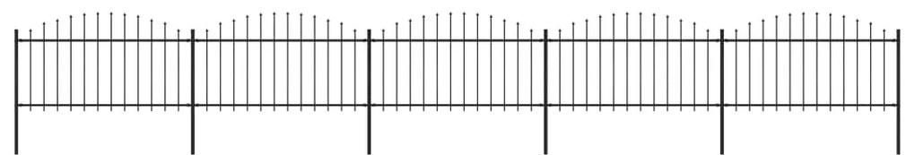 Zahradní plot s kopím nahoře ocelový 892,5 x 150 cm černý