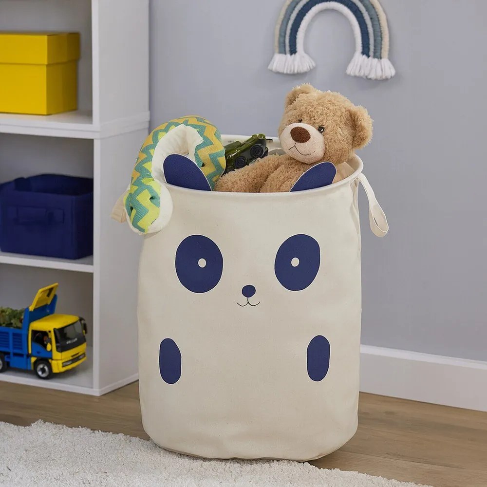 Bílý látkový dětský koš na hračky ø 38x48 cm Mimo Panda Face – Premier Housewares