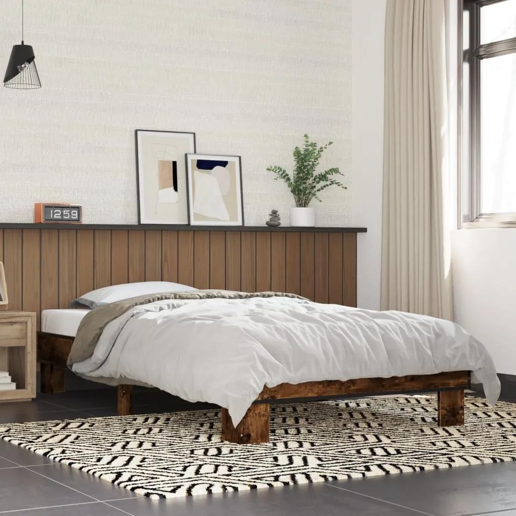 Rám postele kouřový dub 100 x 200 cm kompozitní dřevo a kov,  845869