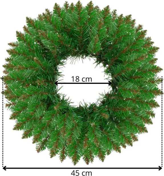Adventní věnec extra hustý 45cm zelený, vánoční dekorace