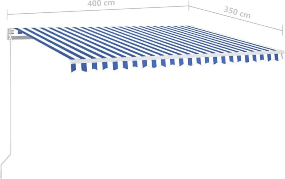 Ručně zatahovací markýza 400 x 350 cm modrobílá 3068976