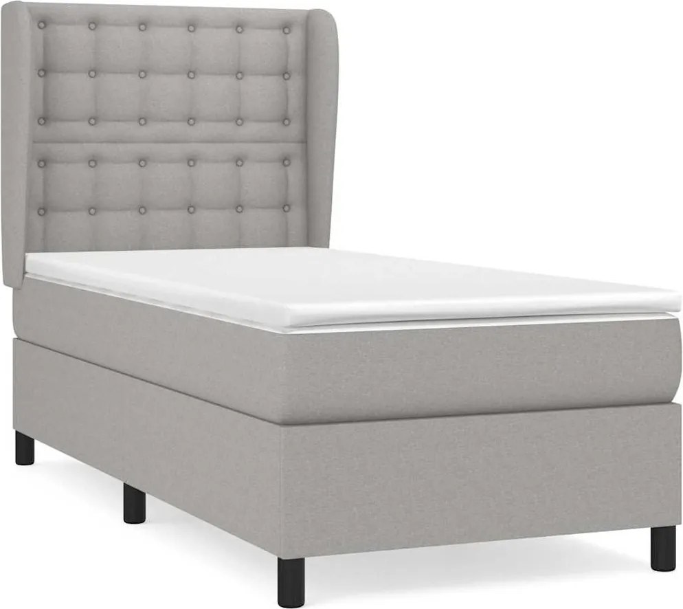 Box spring postel s matrací světle šedá 90x200 cm textil 3128253