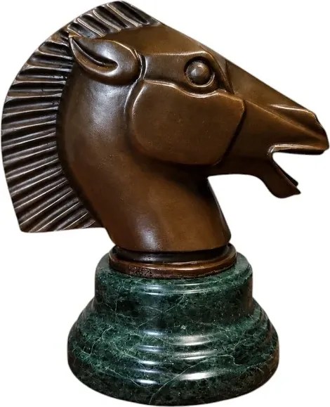 Art Deco hlava koně – signovaná a číslovaná bronzová socha