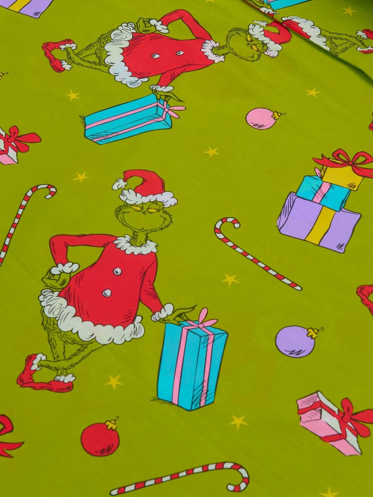 Sinsay - Bavlněný vánoční povlečení s potiskem Grinch - neonová