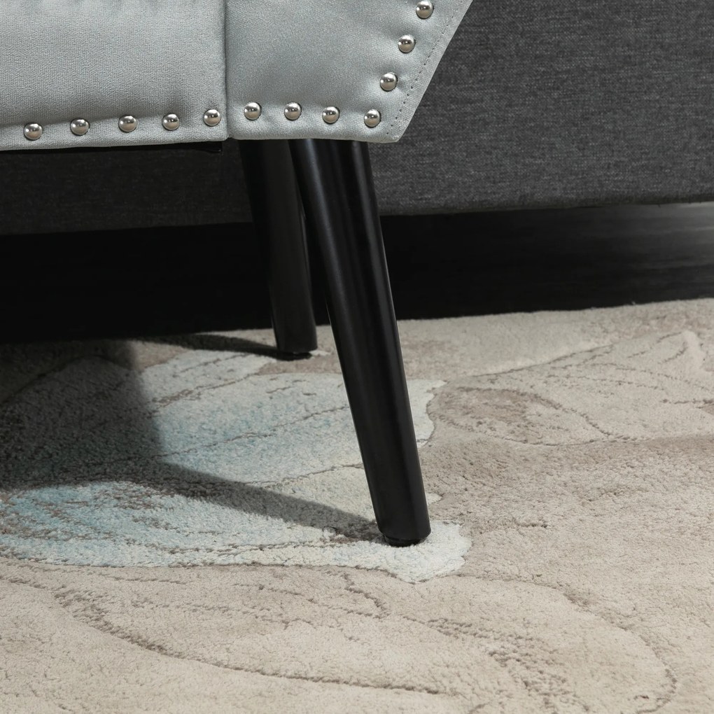 Čalouněná lavice HOMCOM Moderní lavice s knoflíky z kaučukového dřeva a sametu ve světle šedé barvě 114x46x56cm do předsíně a obývacího pokoje | Aoso…