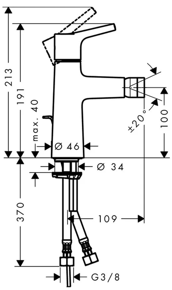 Hansgrohe Talis S, páková bidetová baterie s odtokovou soupravou a táhlem, chromová, HAN-72200000