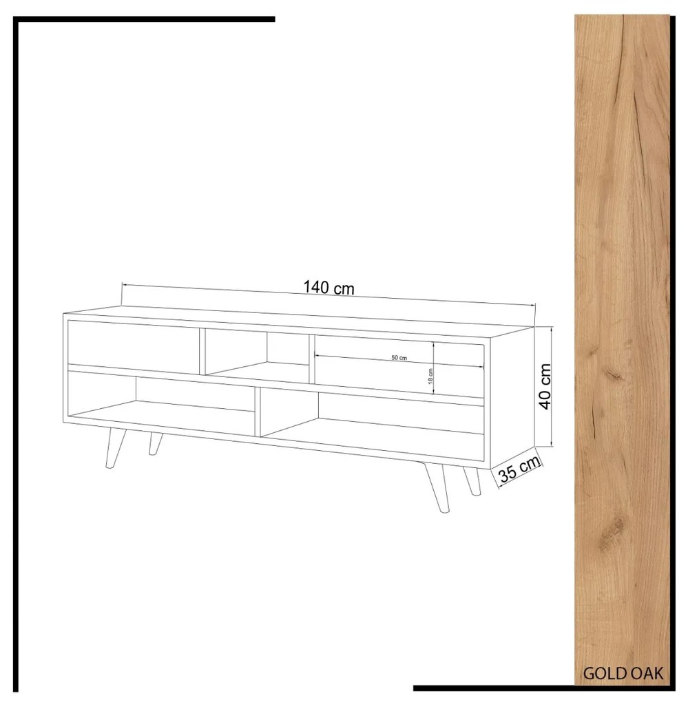 TV stolek ANGOLA 140 cm bílý/dub