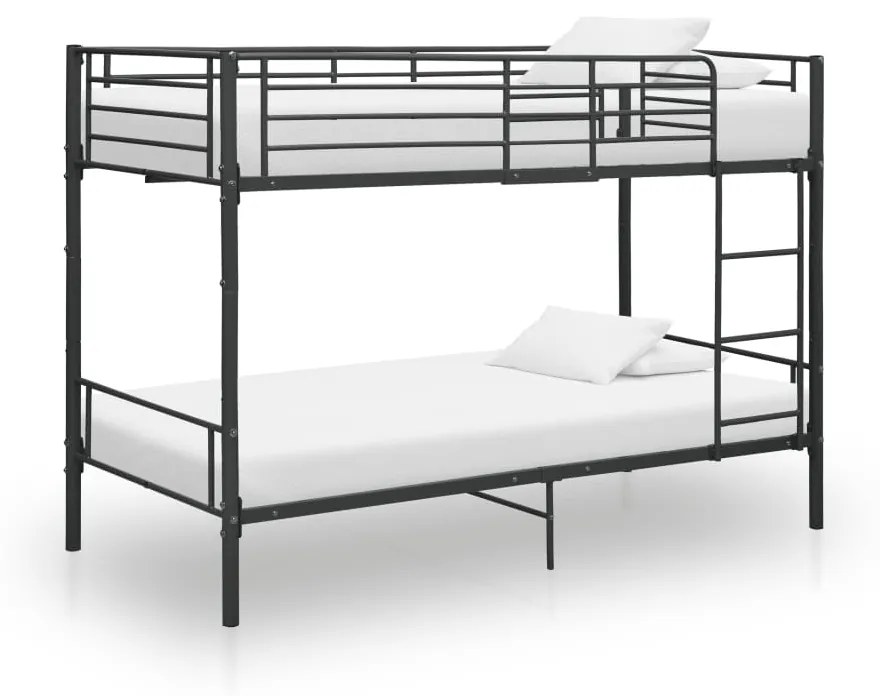 287910 vidaXL Poschoďová postel černá kov 90 x 200 cm